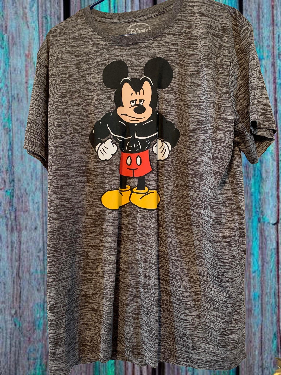 Walt Disney MUSCLE-MAN Mickey Mouse Black-gray Heather Adult Size XL ...