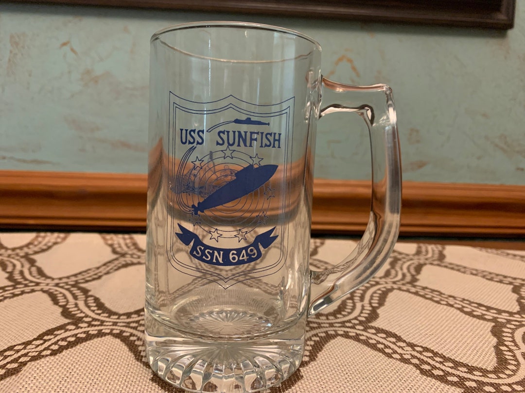 Vintage Naval USS Sunfish SSN-649 Insignia Handled Glass Beer Mug - Etsy