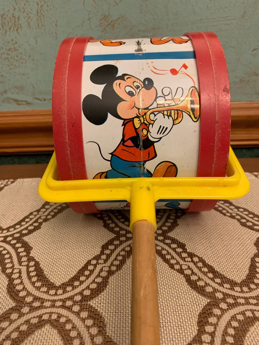 Vintage Greenmonk Combex Disney Characters Child's Tin Toy Push Roller ...
