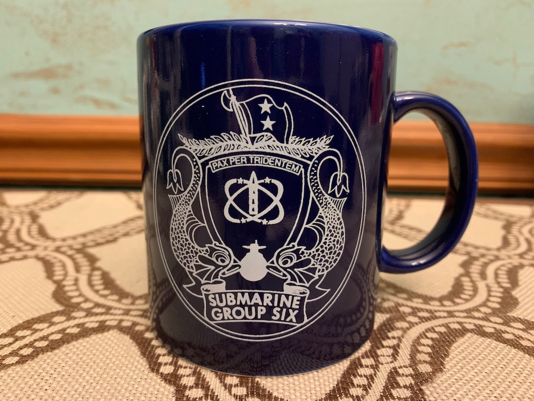 Vintage Naval Submarine Group Six Insignia Cobalt Blue Ceramic Coffee ...