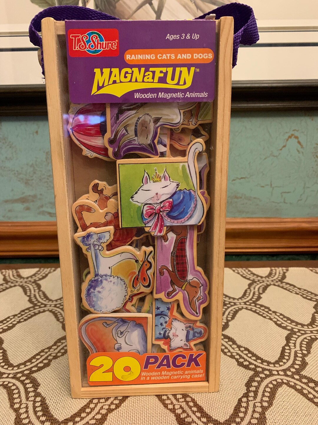 NIB T.S. Shure Magnafun Raining Cats & Dogs 20-pc Wooden Magnetic ...