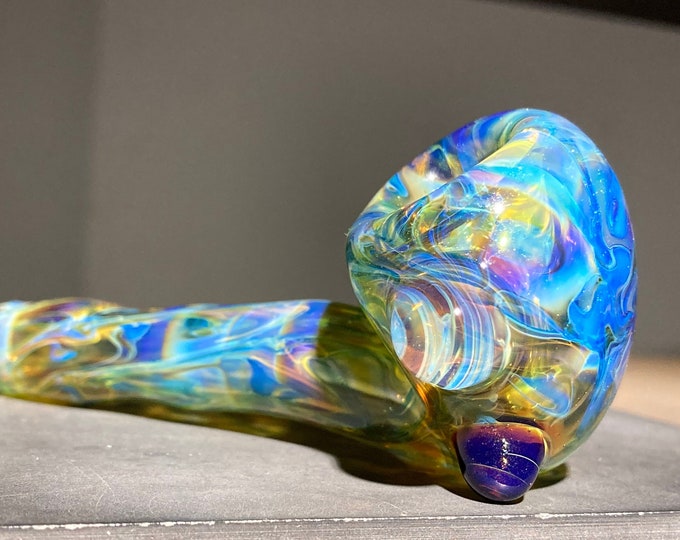 3.5" Sherlock Large-bowl Glass Pipe // Fume Splash Emerald Tie Dye ...