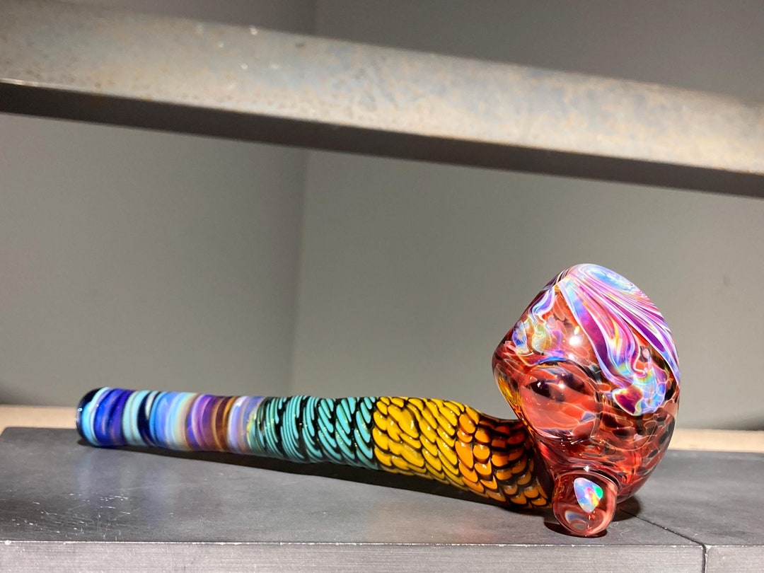 Sherlock Glass Pipe // Large Sherlock / Fire & Water Rainbow Full Cane ...