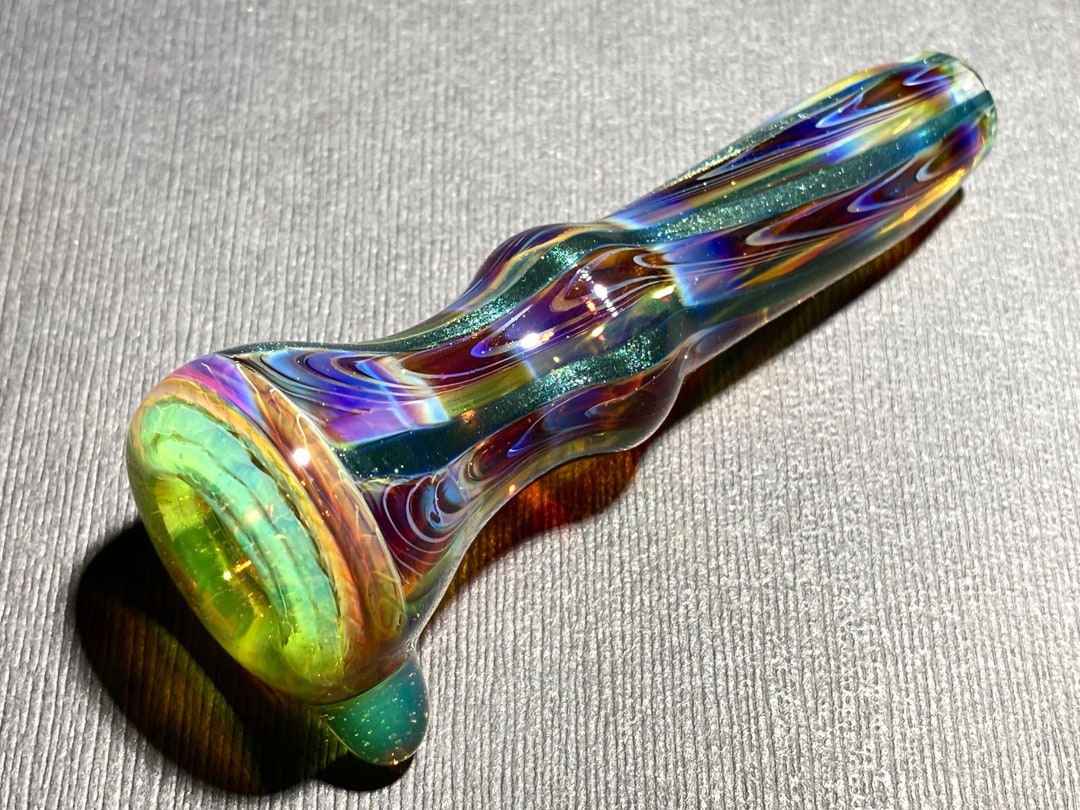 Emerald Tie Dye Chillum Glass Color Change Pipe // Slyme // Unobtainium ...