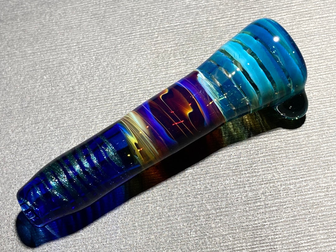 Heady Blue Sunset Fade Chillum Glass Pipe One Hitter // Blue Slyme ...