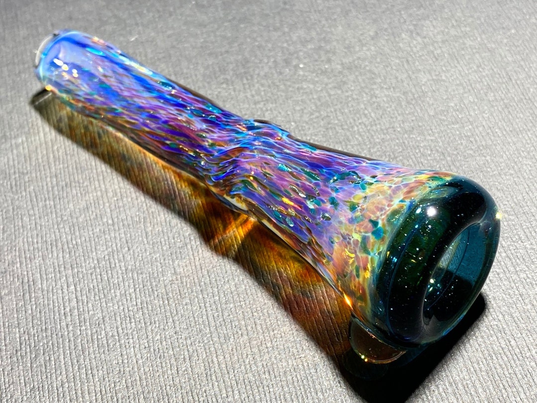 Blue Stardust Opaline large-bowl Chillum Glass Pipe // Color Change ...