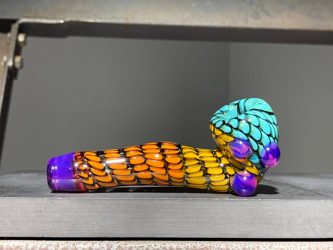 MINI Pocket Sherlock Glass Pipe One Hitter / Full Cane Worked Vibrant ...