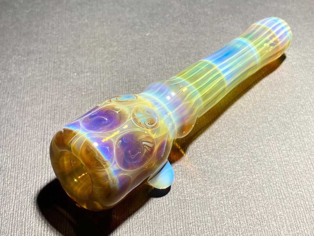 Spectrum Chillum Glass Pipe / Large Color Change Chillum / Green Amber ...