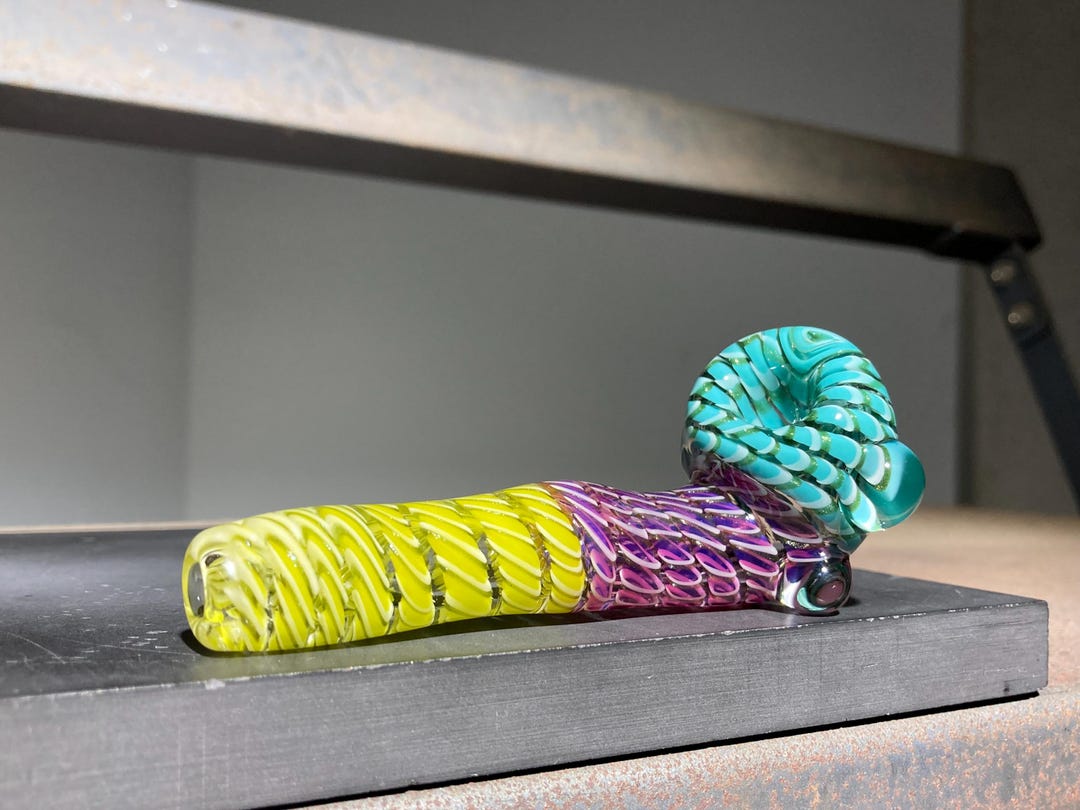 MINI Pocket Sherlock Glass Pipe One Hitter / Full Cane Worked Heady ...