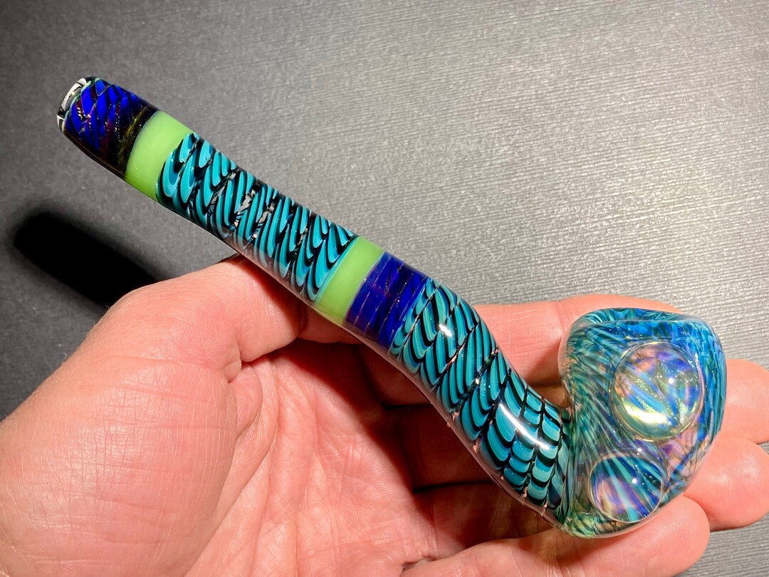 Sherlock Glass Pipe // Large Sherlock // Silver Aqua // Galaxy Black ...