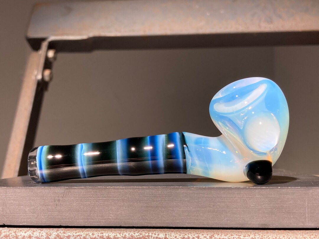 MINI Ghost Lightning Sherlock Glass Pipe One Hitter, Hand Blown, Heady ...