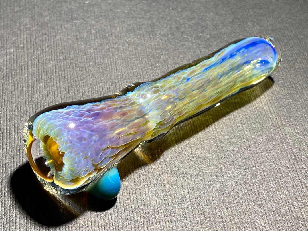 Silver Seaweed Iridescent Chillum Glass Pipe Extra Thick One Hitter ...