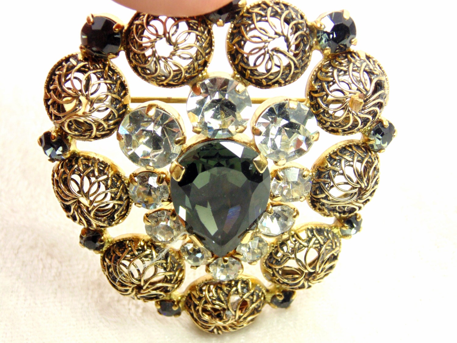 Vintage black Diamond crystal Glass Rhinestone - Etsy