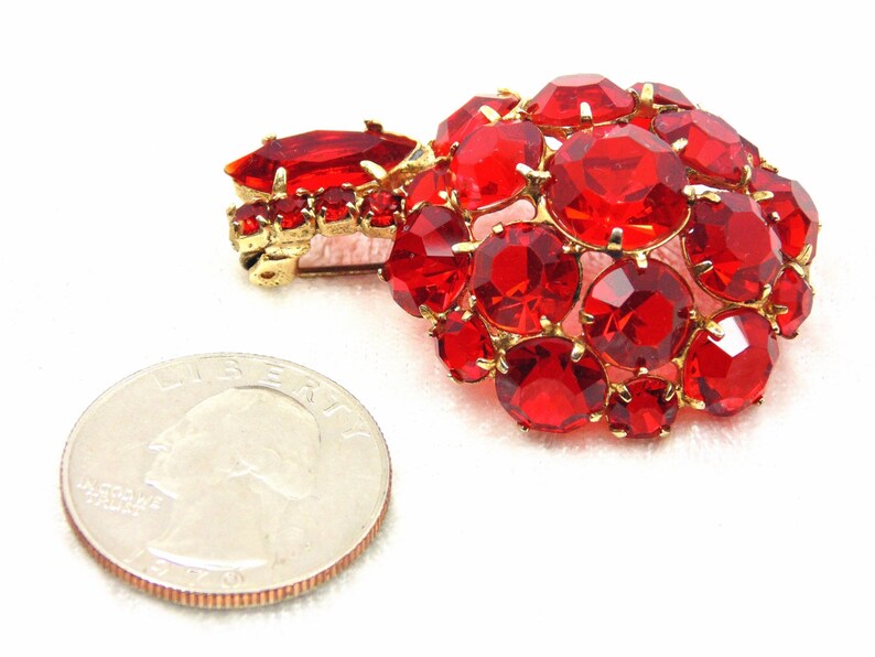 Vintage Red Rhinestone Cherry Brooch, Crystal Glass Fruit Pin - Etsy