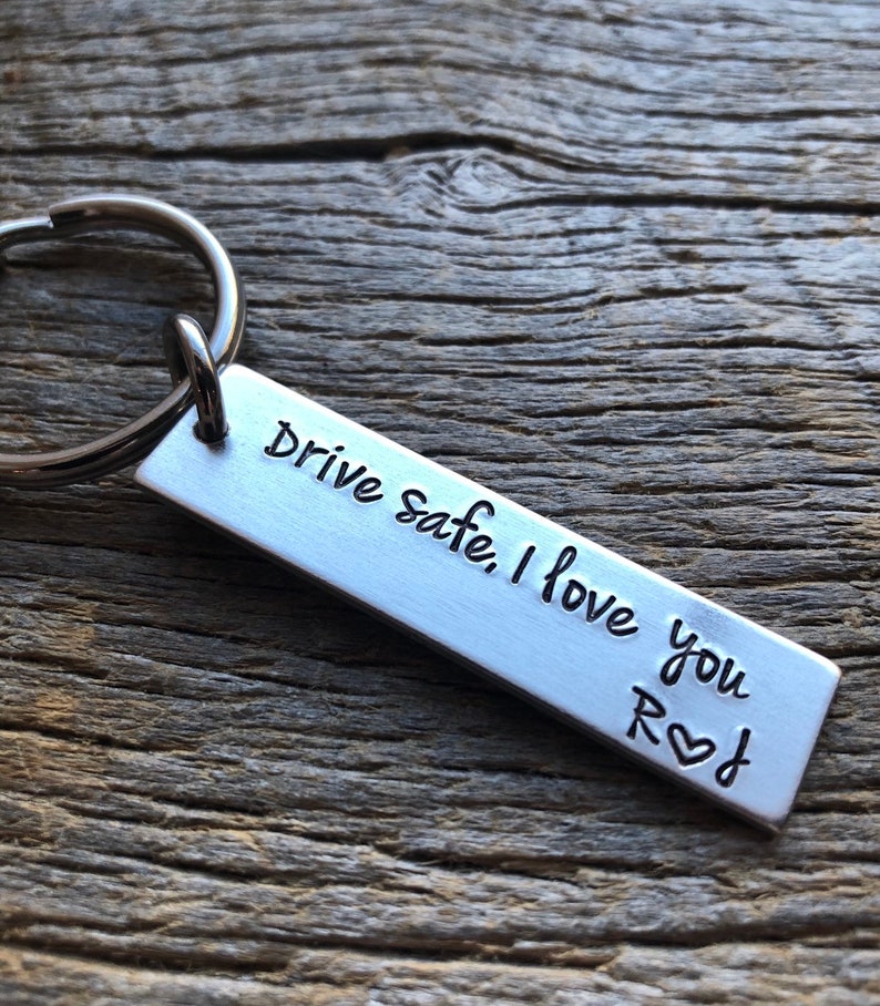 Drive Safe I Love You With Initials Customizable Hand Stamped - Etsy