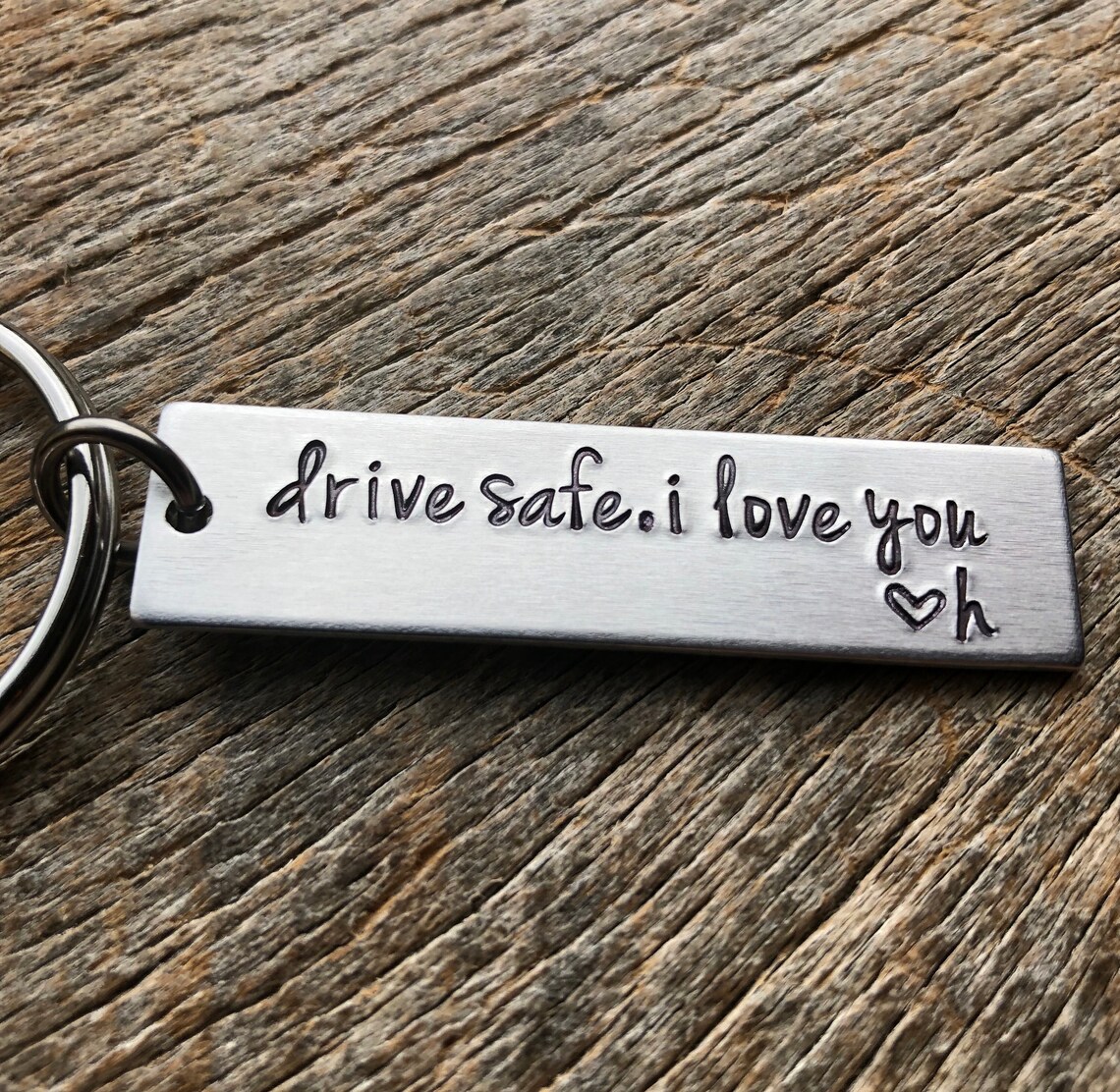 Drive Safe I Love You With Initial Hand Stamped Light Weight | Etsy