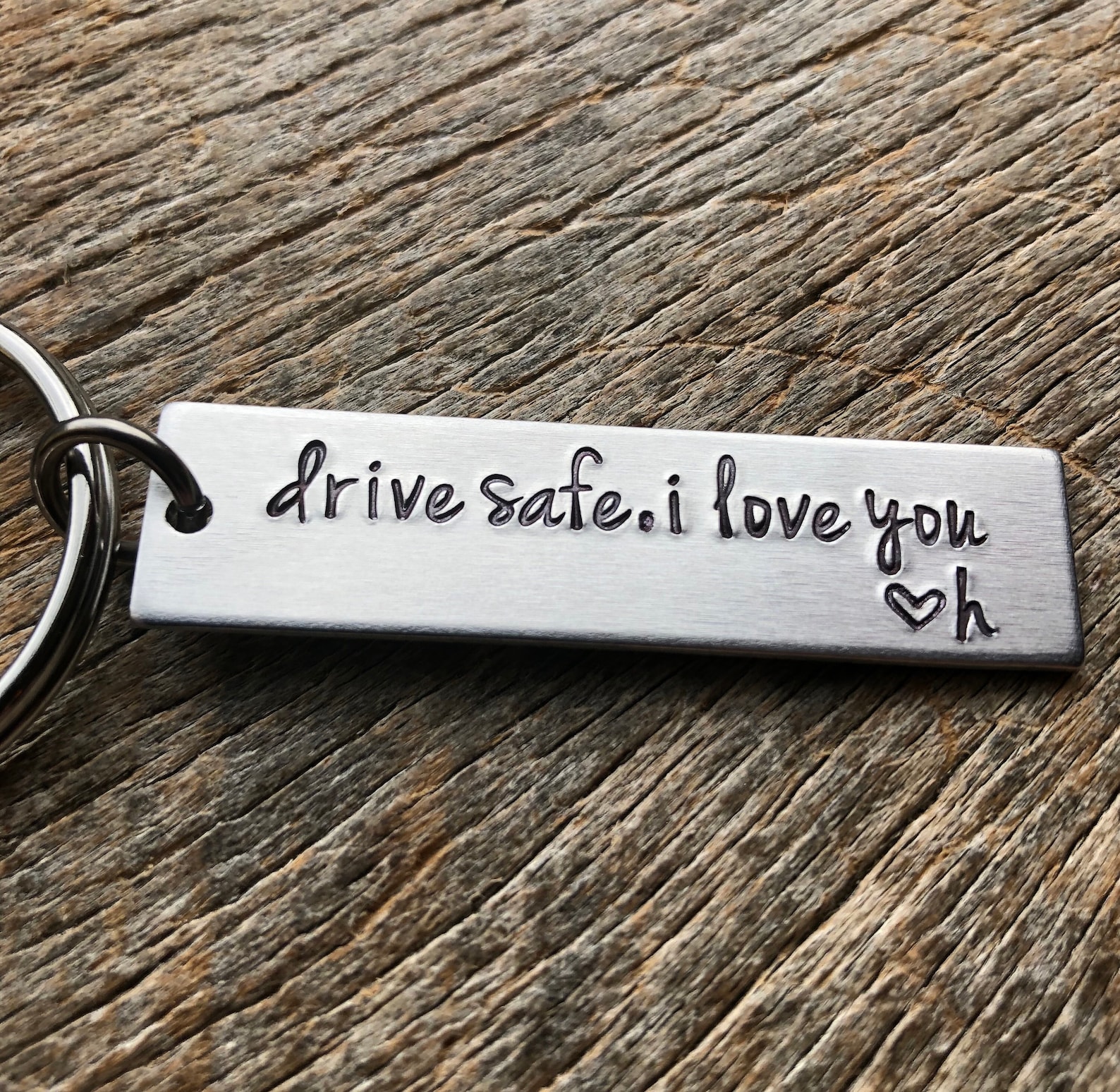 Drive Safe I Love You With Initial Hand Stamped Light Weight - Etsy