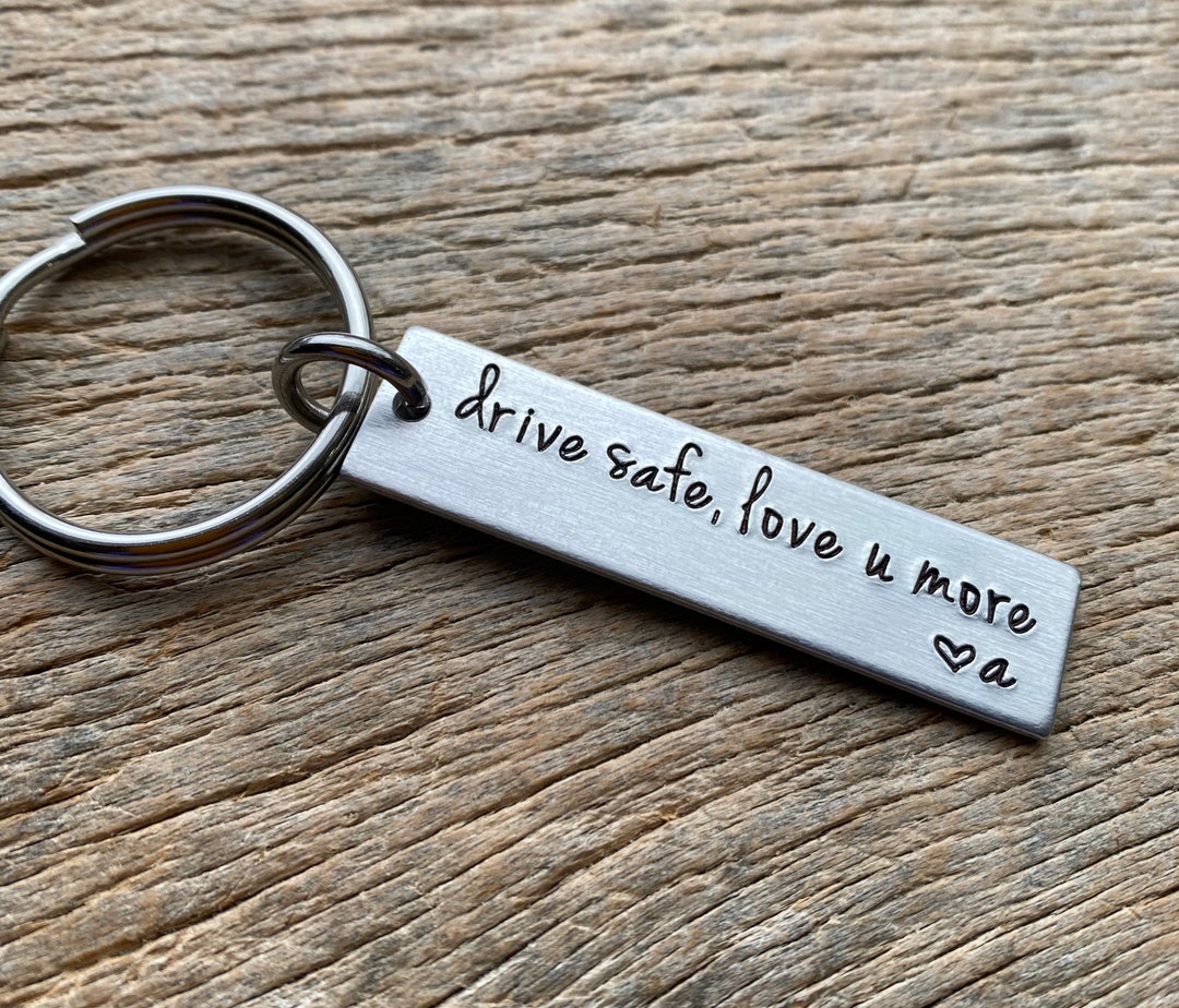Drive Safe Love U More Customizable Initial Hand Stamped Light Weight ...