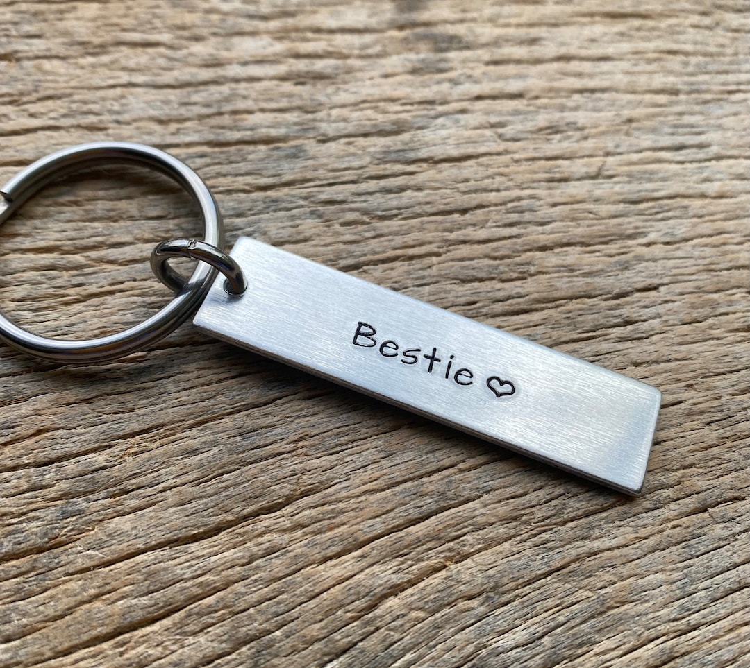 Customizable Bestie Hand Stamped Light Weight Aluminum Rectangle Key ...