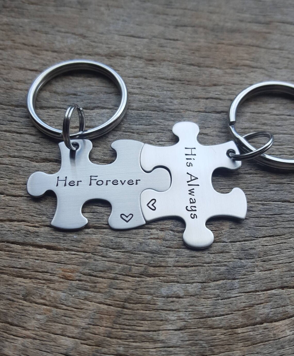 Couples Customizable Her Forever His Always Puzzle Piece key | Etsy
