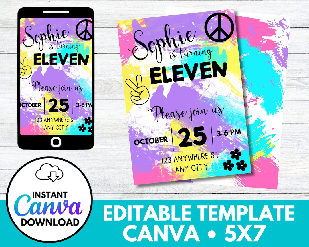 Editable Peace Invitation - Peace Birthday Party - Child Birthday ...