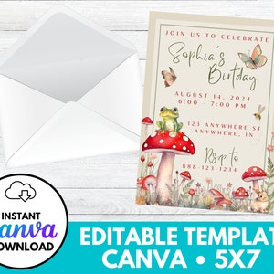 Editable Mushroom Party Invitation - Woodland Birthday Party - Child or ...