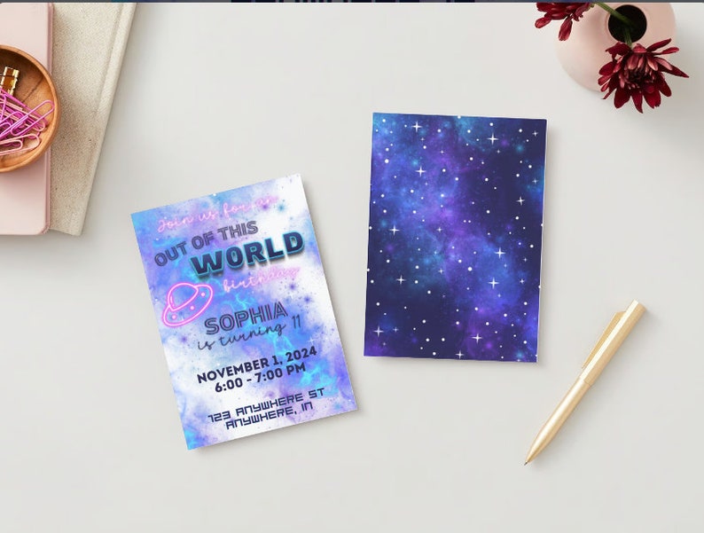 Editable Galaxy Invitation - Galaxy Birthday Party - Child or Teen ...