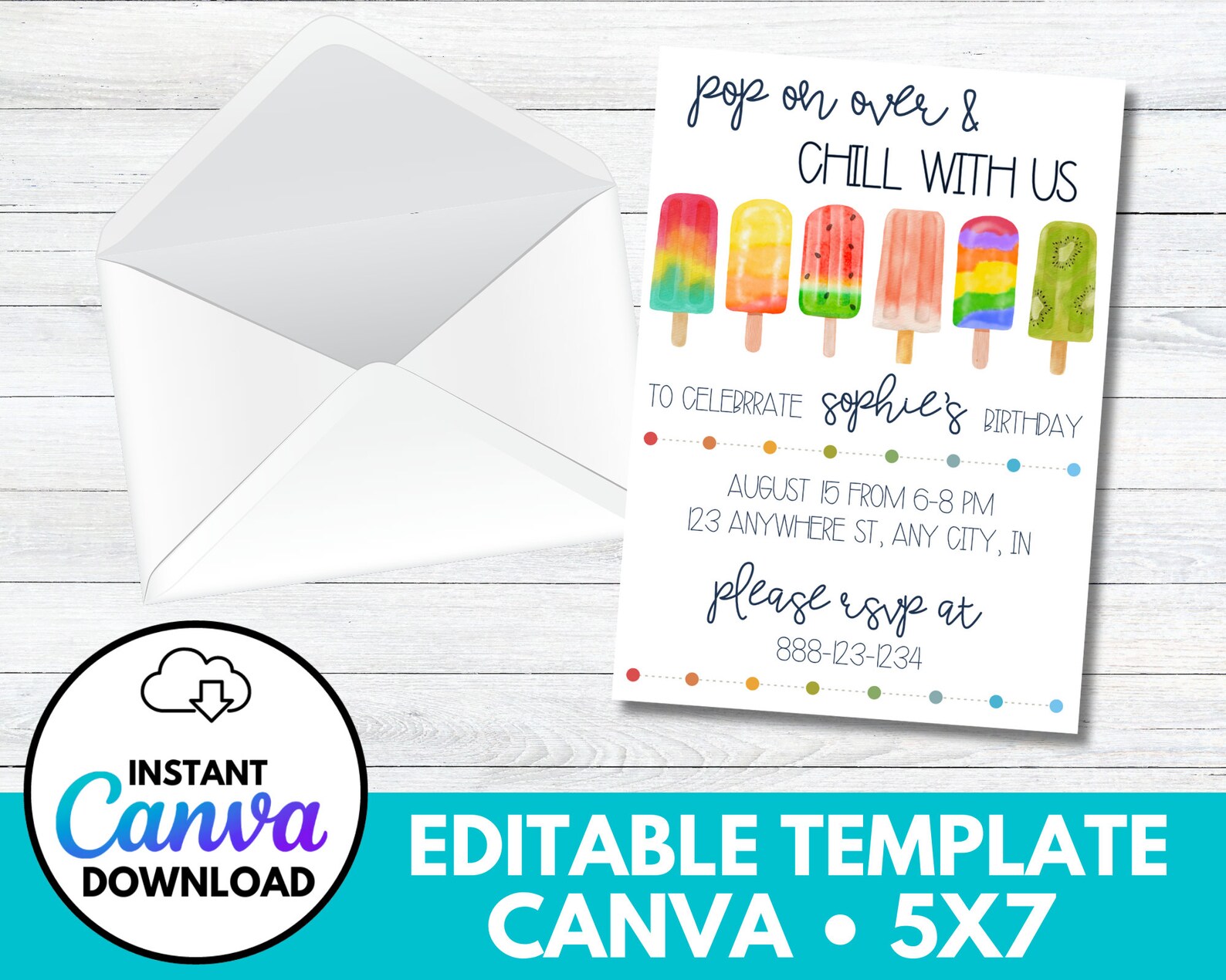 Editable Popsicle Party Invitation - Summer Birthday Party - Pop on ...