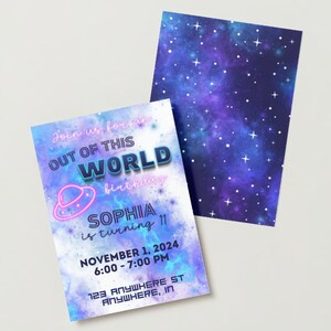 Editable Galaxy Invitation - Galaxy Birthday Party - Child or Teen ...