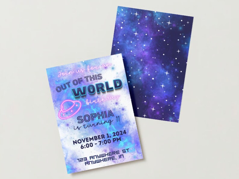 Editable Galaxy Invitation - Galaxy Birthday Party - Child or Teen ...