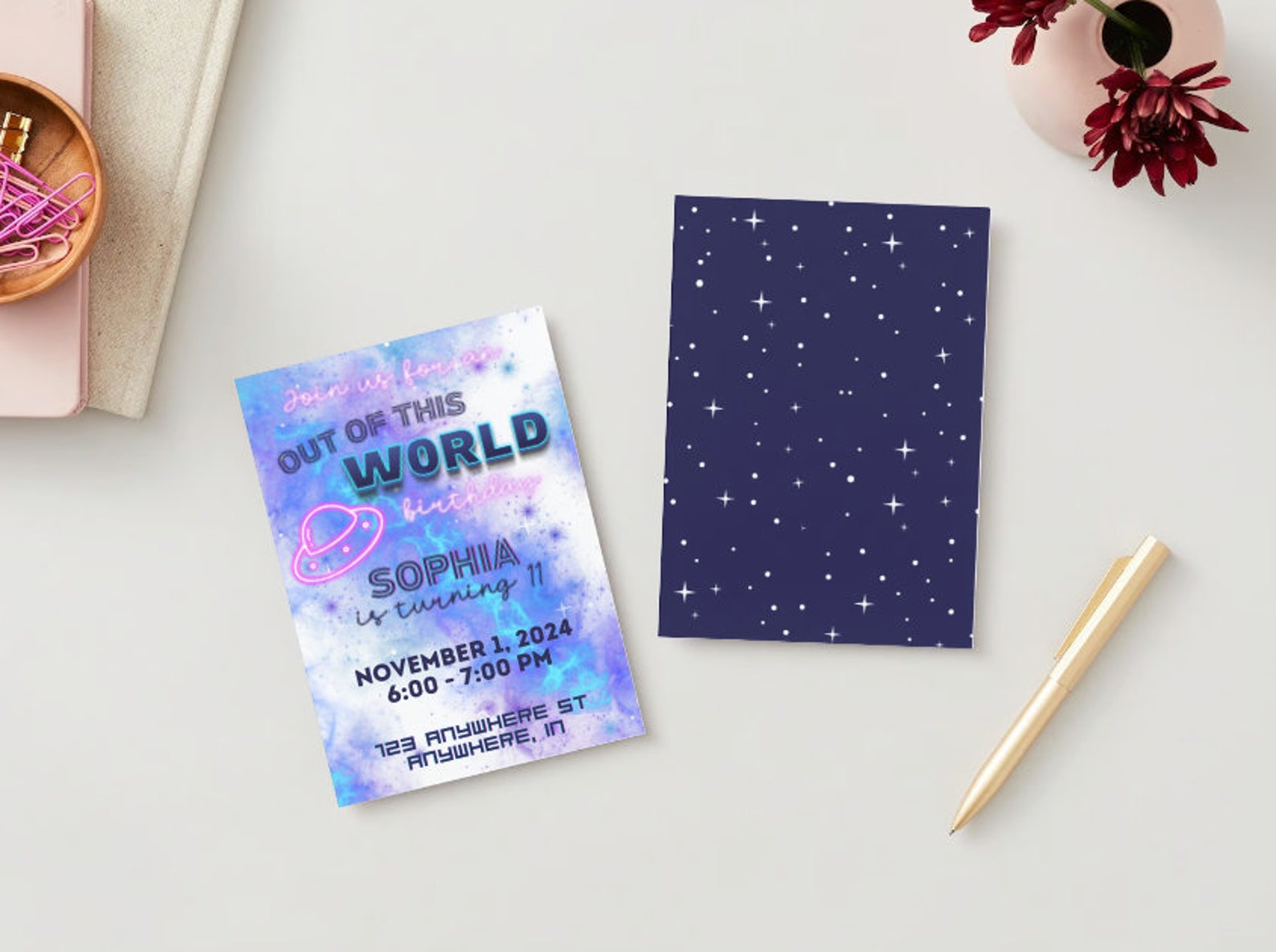 Editable Galaxy Invitation - Galaxy Birthday Party - Child or Teen ...