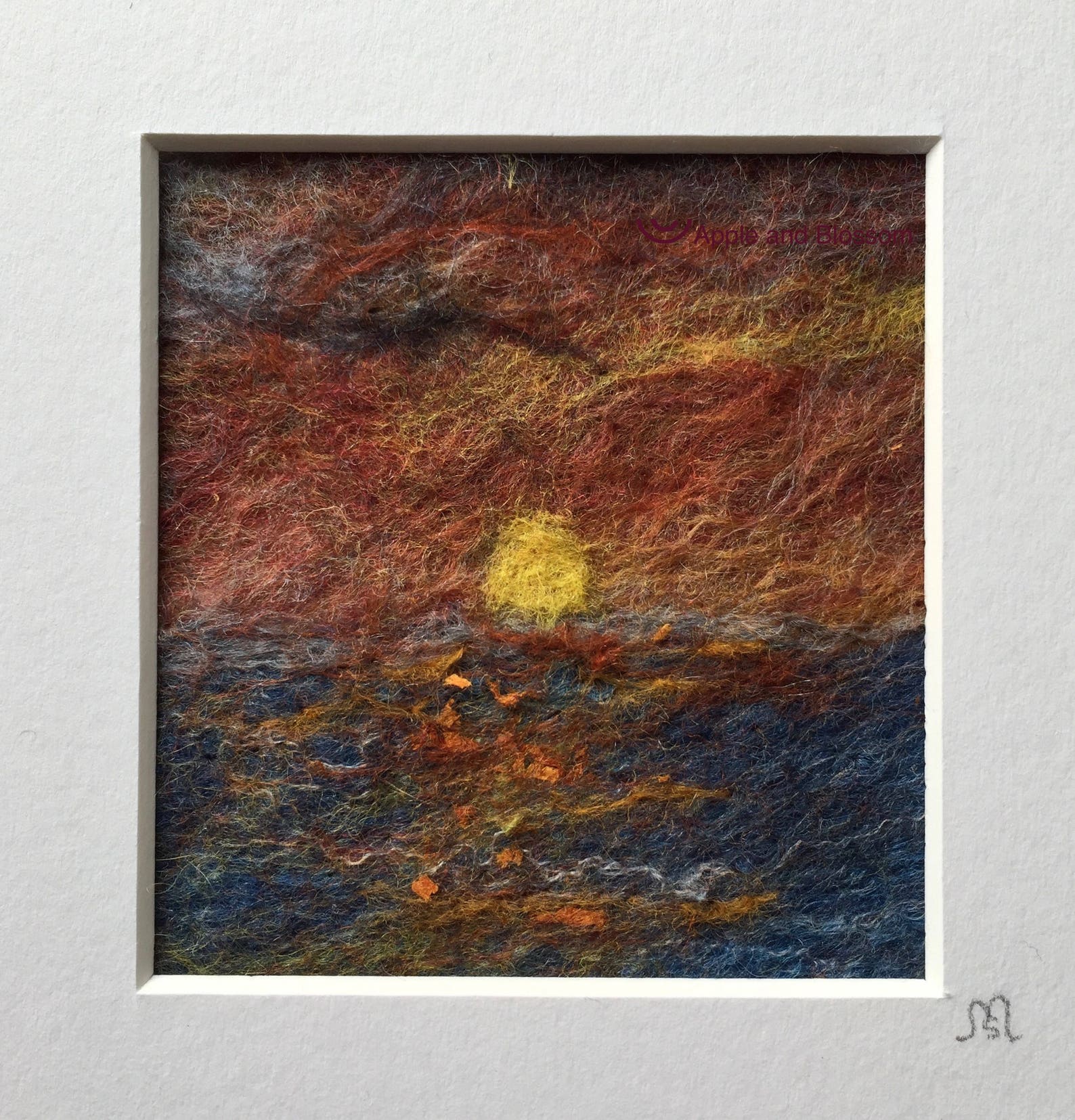 Sunset Picture, Sunset Painting, Wool Painting, Fibre Art, Coast ...