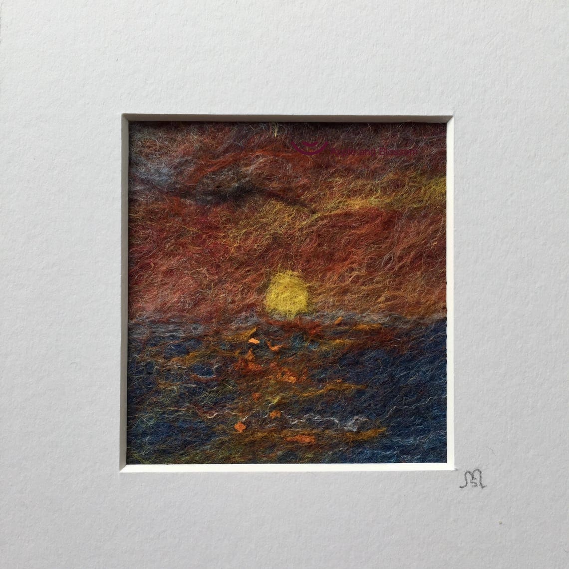 Sunset Picture, Sunset Painting, Wool Painting, Fibre Art, Coast ...