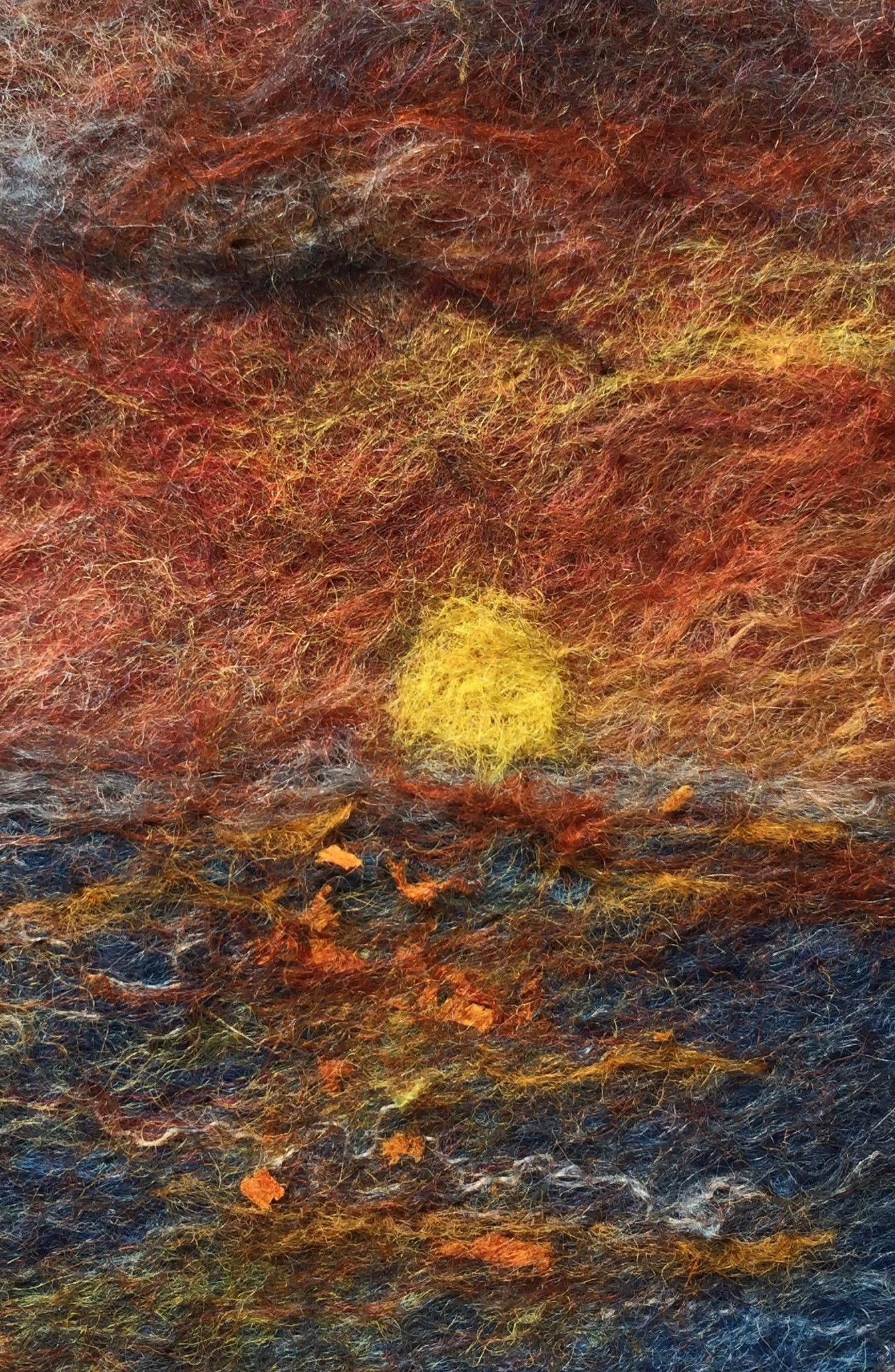 Sunset Picture, Sunset Painting, Wool Painting, Fibre Art, Coast ...