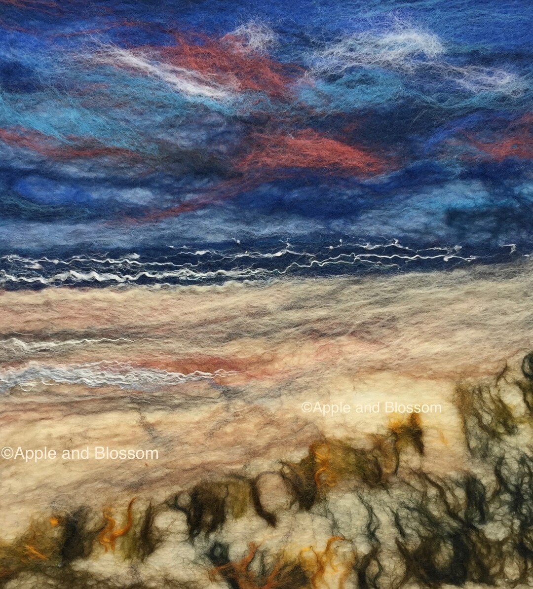 Beach Painting,wool Painting,painting With Wool,seascape,felting ...