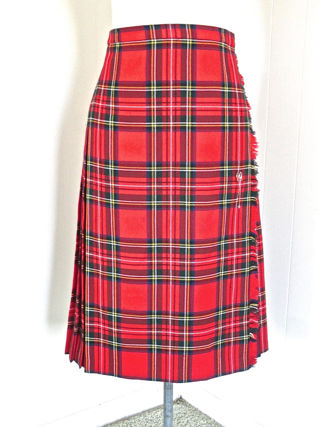 70s JEDBURGH KILTMAKERS Kilt 16 Made in UK Authentic Wool Red Plaid ...