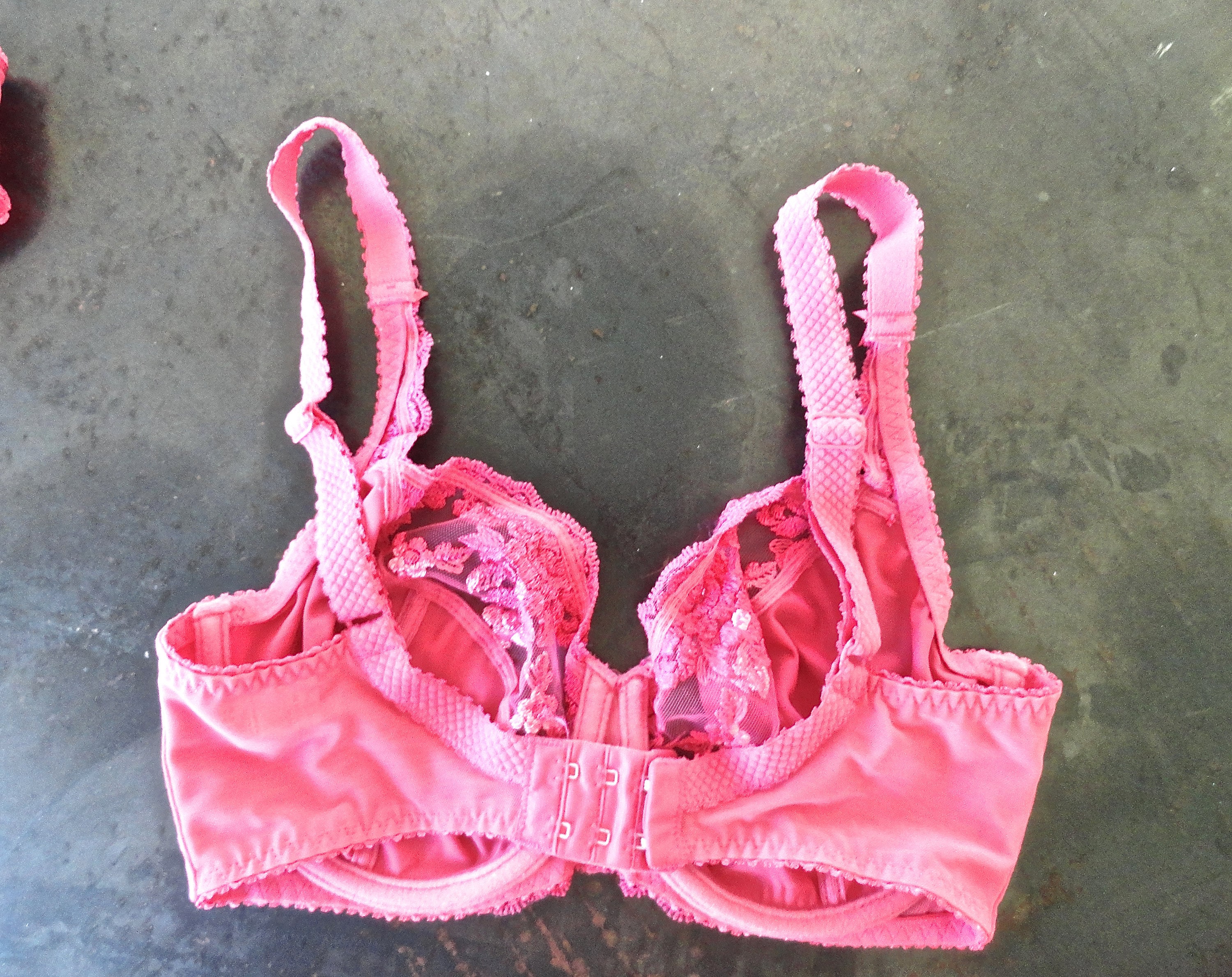 90s FANTASIE Raspberry Bra Panty Set Lace Applique Mesh Bikini Wire ...