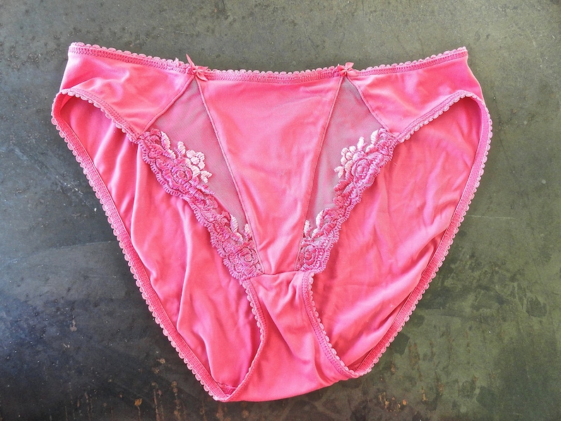 90s FANTASIE Raspberry Bra Panty Set Lace Applique Mesh Bikini Wire ...