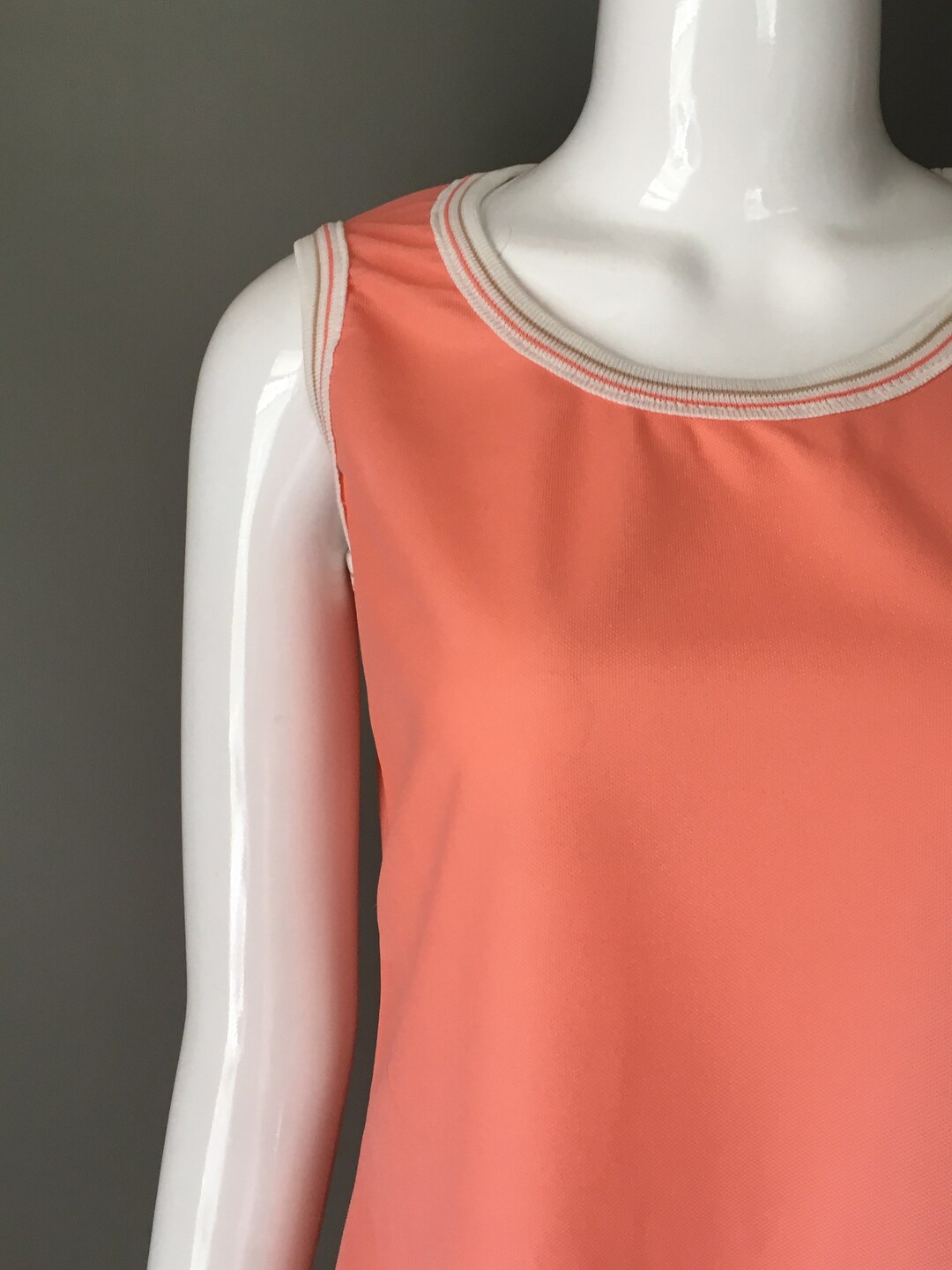 Super Cute Vtg 70s Jantzen Label Peach Poly Sleeveless Scoop Neck Poly ...