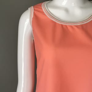 Super Cute Vtg 70s Jantzen Label Peach Poly Sleeveless Scoop Neck Poly ...
