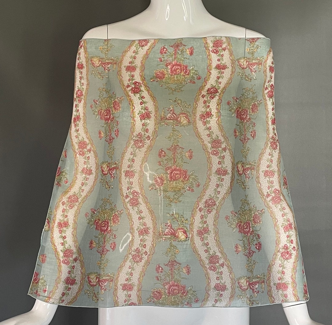 Vintage Cabbage Rose Print Scarf: Shabby Chic Cotton (21 In) - Etsy