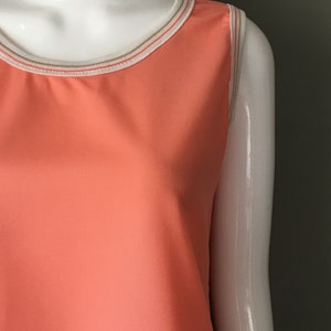 Super Cute Vtg 70s Jantzen Label Peach Poly Sleeveless Scoop Neck Poly ...