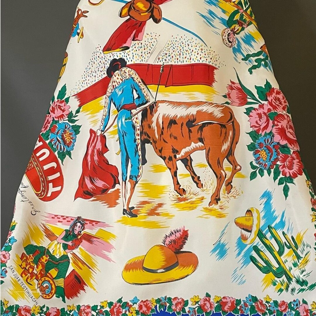 Super Fun Vintage Mexico Tijuana Theme Souvenir Scarf 34 in Excellent ...