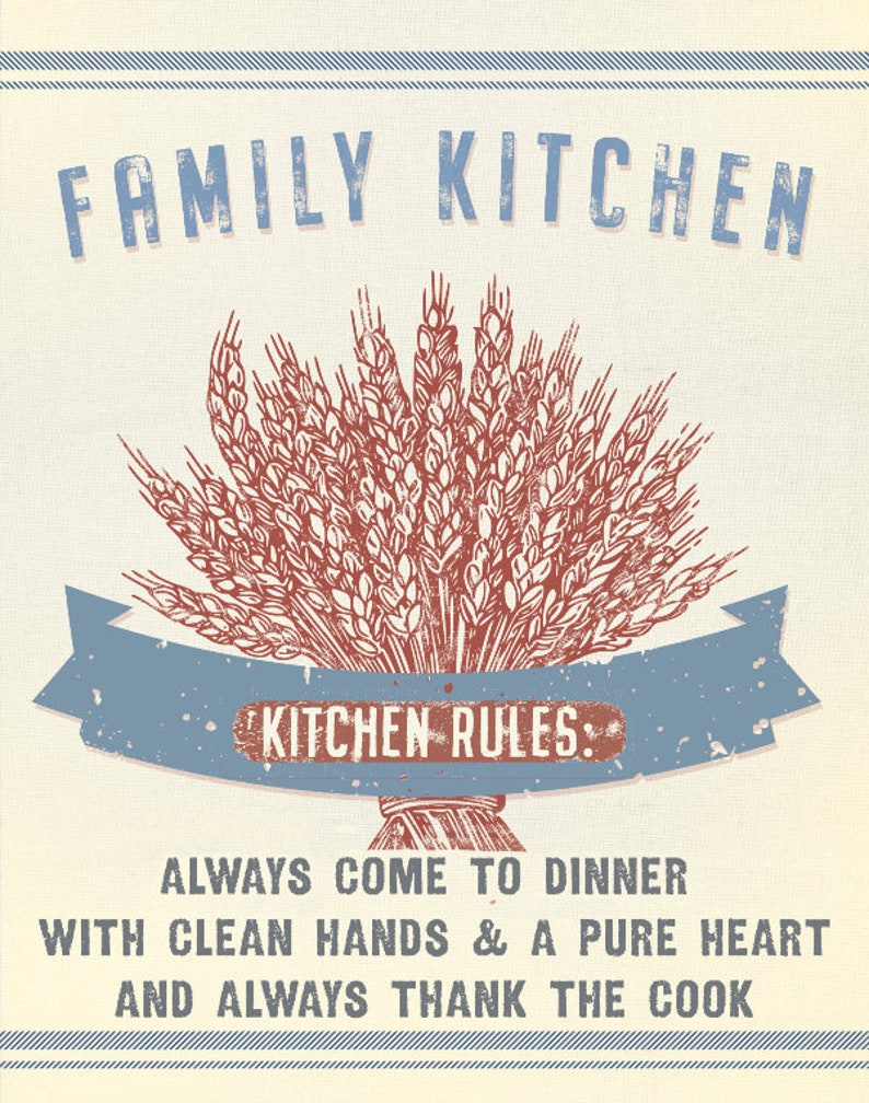 Family Country Kitchen Rules Art Print - Etsy