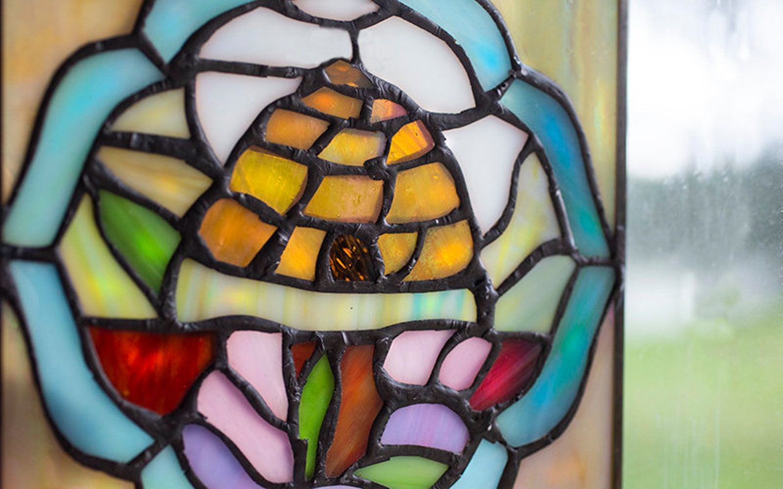 Handmade Stained Glass Beehive Real Stained Glass Bee Home - Etsy