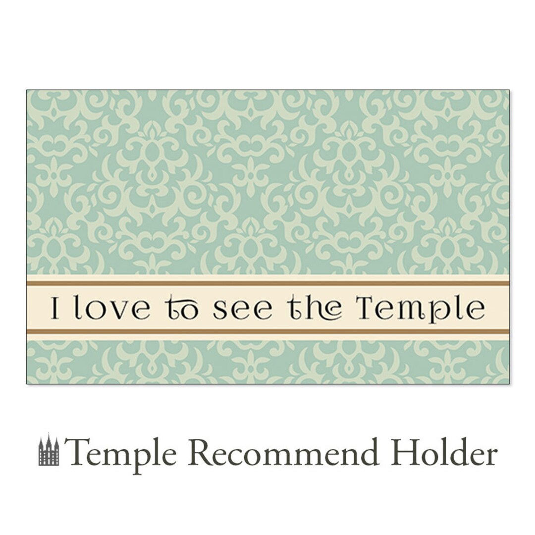 Temple Recommend Holder - I Love to See the Temple Green Floral ...