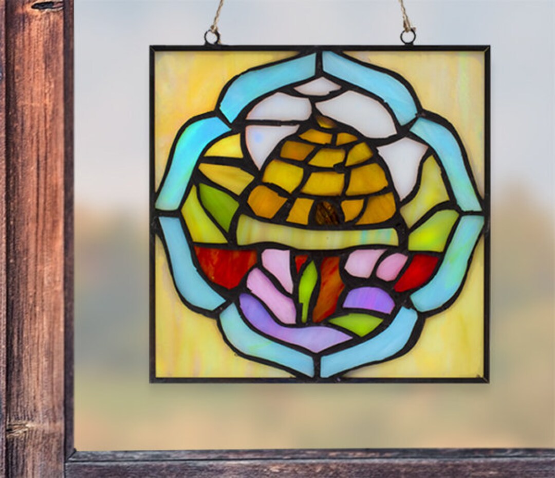 Handmade Stained Glass Beehive - Real Stained Glass Bee Home Kitchen ...