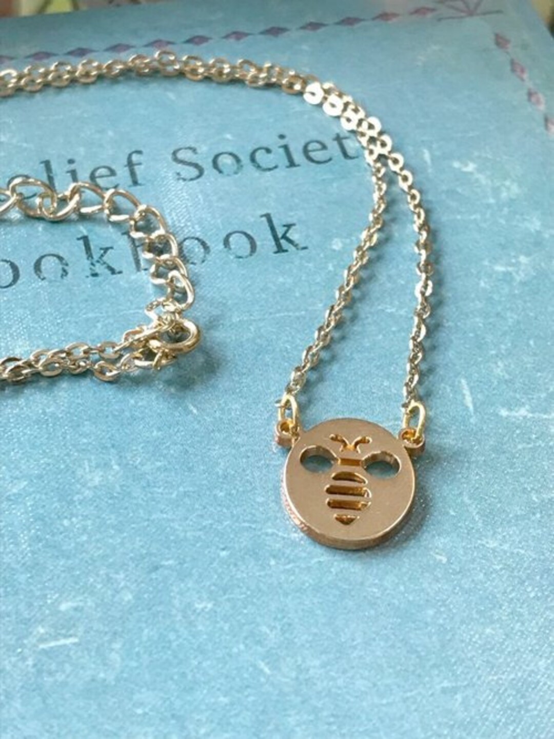 Gold Bee Stamped Pendant Necklace I Bee & Beehive Jewelry Collection - Etsy