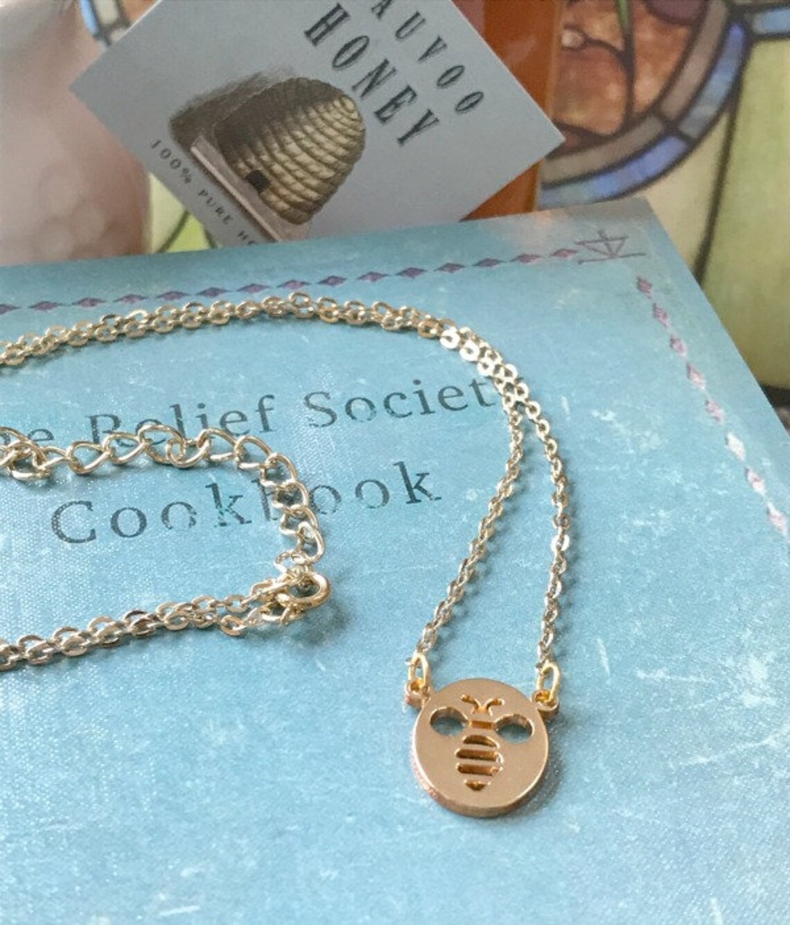 Gold Bee Stamped Pendant Necklace I Bee & Beehive Jewelry | Etsy