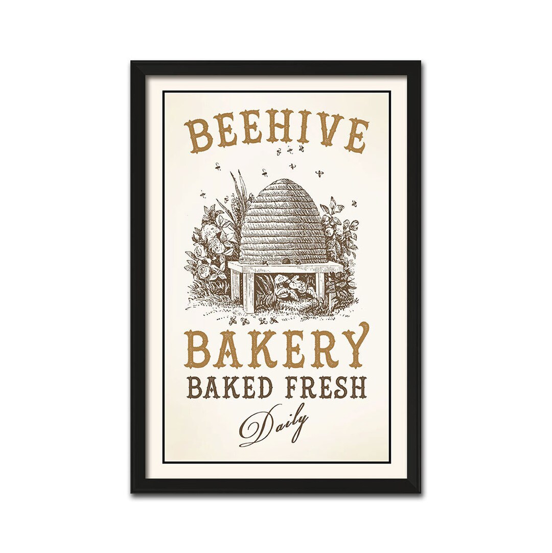 FREE SHIP Over 35- Beehive Bakery Vintage Art 11"x17" Bee Home Kitchen ...